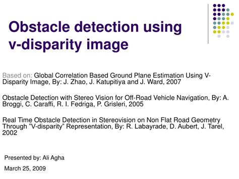 Ppt Obstacle Detection Using V Disparity Image Powerpoint