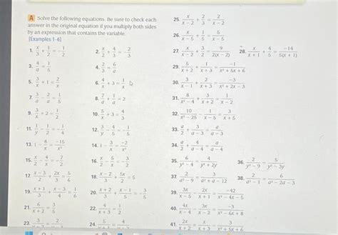 Solved A Solve The Following Equations Be Sure To Check Chegg