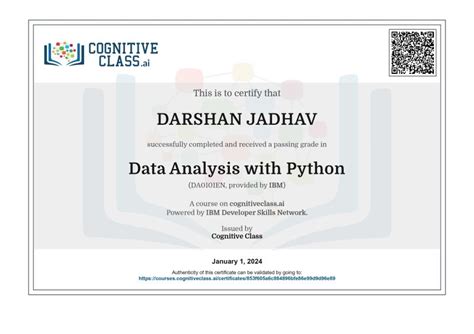 Data Dataanalytics Python Certification Certificationcomplete Ibmskillsbuild Ibm