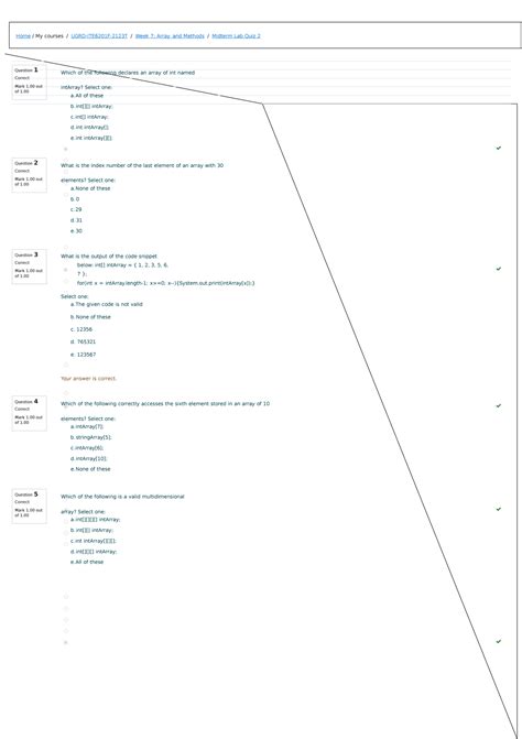 midterm lab quiz 2 int[][] intarray c int[] intarray d int