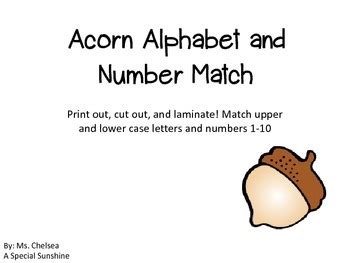 Acorn Letter And Number Matching By Exceptional Edventures TpT