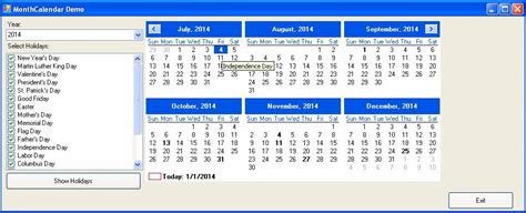 Monthview Sample Application
