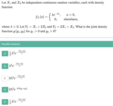 Solved Let X1 And X2 Be Independent Continuous Random