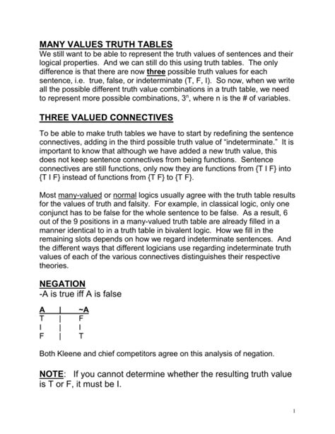 many values truth tables