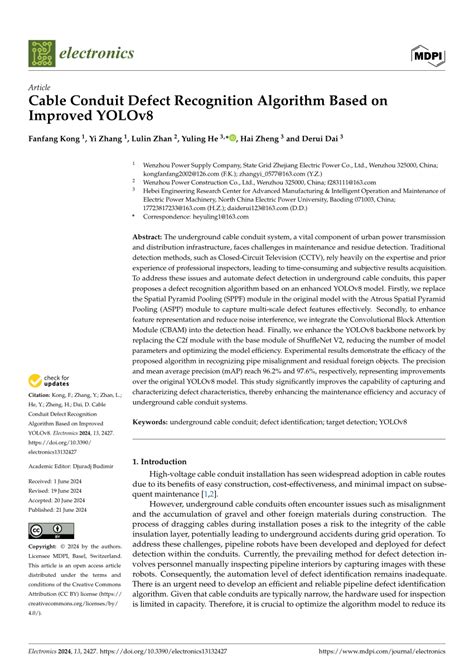 pdf cable conduit defect recognition algorithm based on improved yolov8