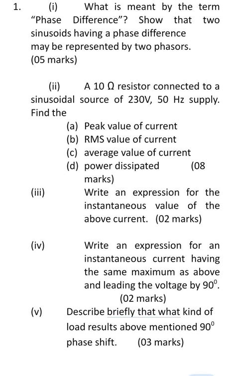 Solved I What Is Meant By The Term Phase Difference Chegg