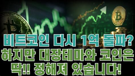 비트코인 또 다시 1억간다 하지만 대장 테마와 코인은 정해져 있습니다 Youtube