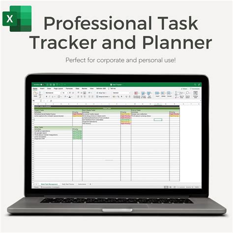 Excel Task Tracker And Planner To Do List Corporate And Personal Task Tracker Weekly And
