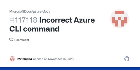 Incorrect Azure Cli Command · Issue 117118 · Microsoftdocsazure Docs · Github
