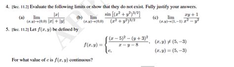 solved 4 [sec 11 2 evaluate the following limits or show