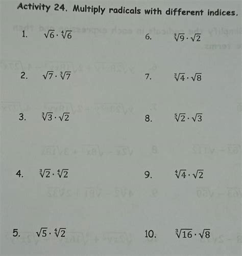 solved activity 24 multiply radicals with different indices 1 sqrt