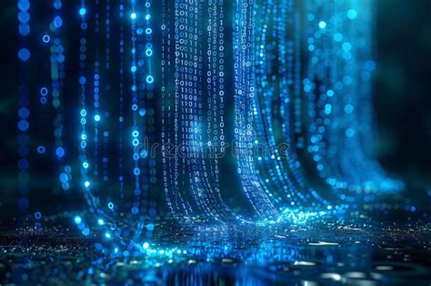 Illustration Of Blue Binary Code Background With Numbers Flowing Down In The Dark Computer