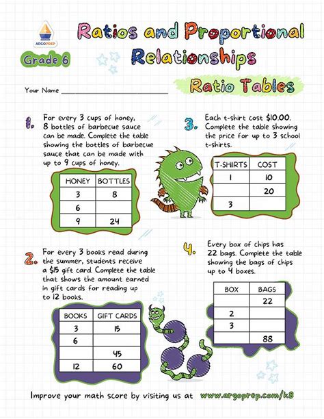 Ratio Tables Arent Extinct Argoprep Worksheets Library