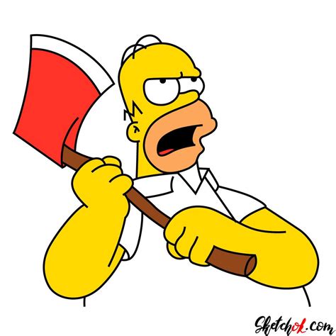 Drawing Homer Simpsons Angry Pose With An Axe