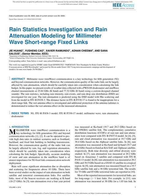 Pdf Rain Statistics Investigation And Rain Attenuation Modeling For