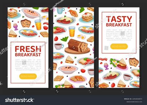 English Fresh Tasty Breakfast Mpbile App เวกเตอร์สต็อก ปลอดค่า