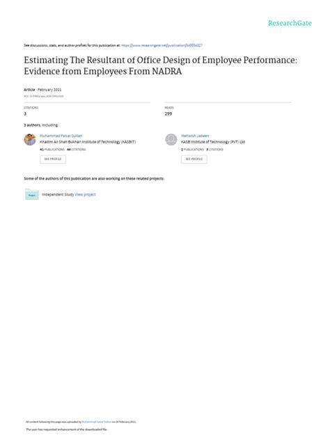 Estimating The Resultant Of Office Design Of Employee Performance Evidence From Employees From