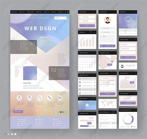 인터페이스 요소가 있는 웹사이트 템플릿 디자인 템플릿 Psd 다운로드 디자인 자료 다운로드