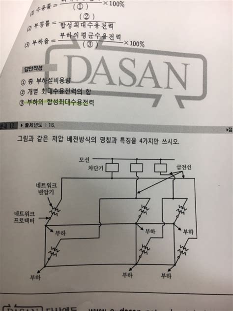16년도 기출문제 저압배전방식 질문입니다 실기 다산교재 이론서 전기기사 한번에 합격하기