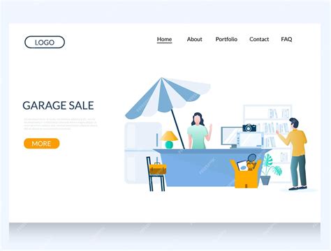 Premium Vector | Garage sale vector website landing page design template