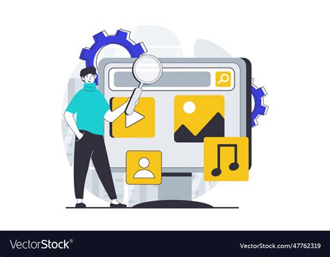 Ui Ux Design Concept With People Scene In Flat Vector Image