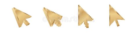 Click Cursor 3d Gold Icon Computer Mouse Pointer Golden Arrow Stock