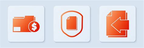 Set Document Protection Concept Finance Document Folder And Next Page Arrow White Square Button