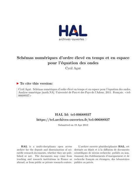 Pdf High Order Numerical Schemes In Space And Time For Solving The