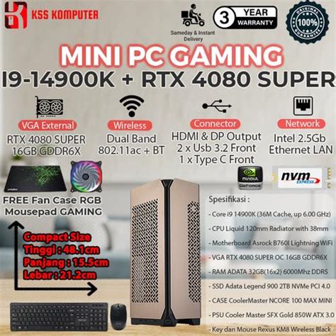 Jual PC Mini ITX Core I9 14900K RTX 4080 SUPER Cooler Master NCORE 100 MAX 32GB 16x2 DDR5
