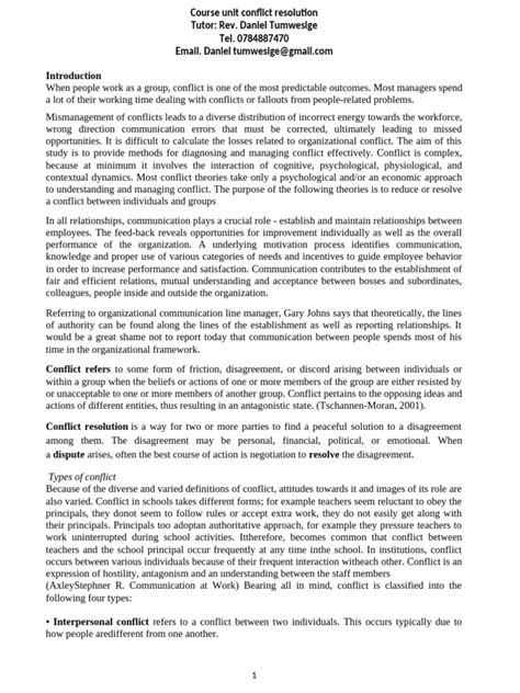 Conflict Resolution Notes Pdf Conflict Resolution Notes Pdf