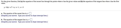 solved for the given function find the equation of the
