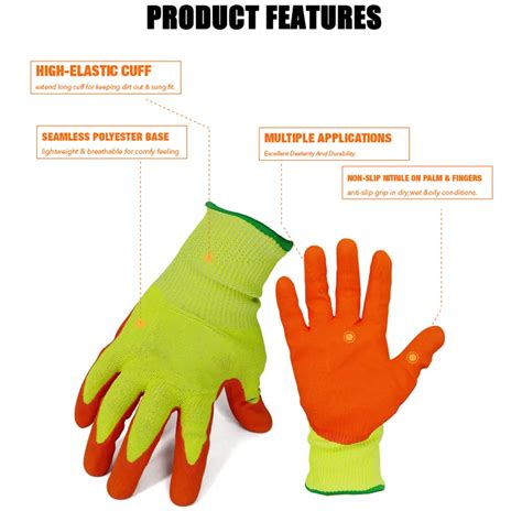 Ansi Cut Level 6 Rubber Latex Coated For Work Construction Crinkle Pattern Nitrile Latex Dip