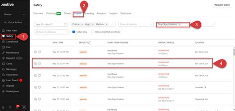 How To View Stop Sign Violation Events On Fleet Dashboard Motive Help