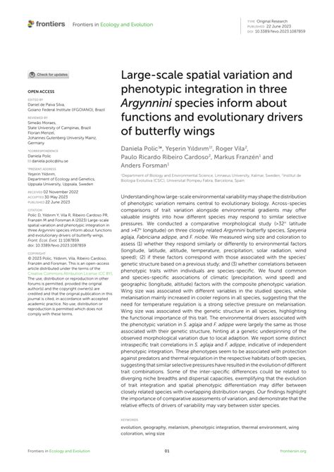 Pdf Large Scale Spatial Variation And Phenotypic Integration In Three