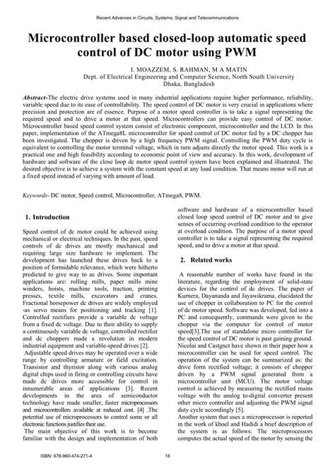 Pdf Microcontroller Based Closed Loop Automatic Speed Control Of Dc Motor Using Pwm
