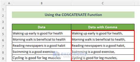How To Insert A Comma In Excel For Multiple Rows Methods
