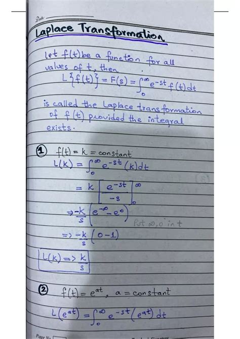 Laplace Transformation Complete Handwritten Notes 5678 Stuvia Us