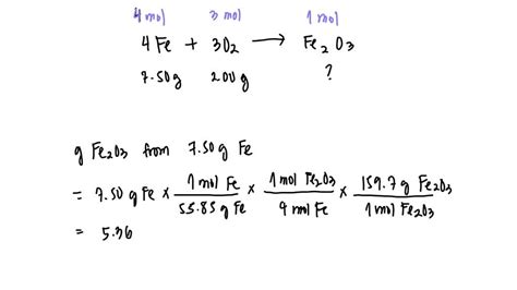 Solved Consider The Following Reaction 4fe 3o2 2fe2o3 7 50g Of