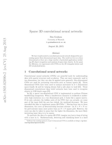 pdf sparse 3d convolutional neural networks · sparse 3d convolutional