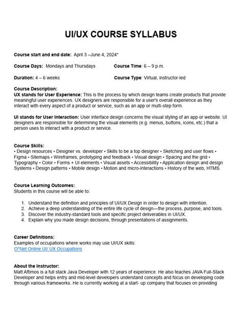 Ui Ux Course Syllabus 24 Pdf