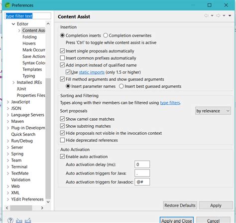 Java Content Autocomplete In Spring Tool Suite 4 Stack Overflow