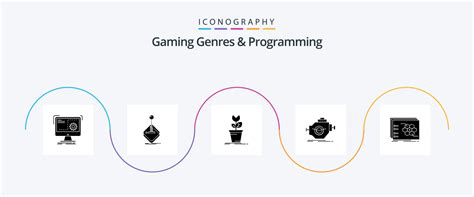 Gaming Genres And Programming Glyph 5 Icon Pack Including Machine