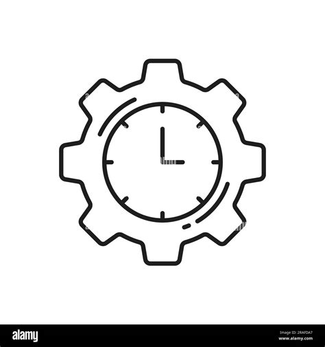 Industrial Machinery Timer Cogwheel Clockwork Thin Line Outline Icon Vector Time Management