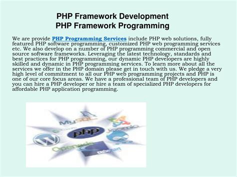 Ppt Hire Dedicated Php Framework Developers Php Programmers Powerpoint Presentation Id78895