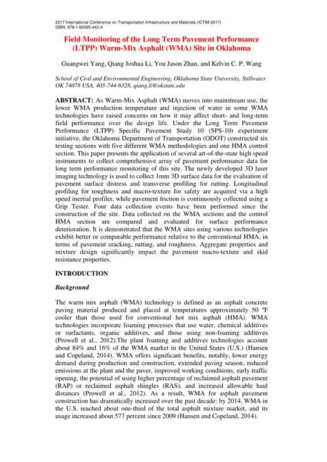 Pdf Field Monitoring Of The Long Term Pavement Performance Ltpp Warm Mix Asphalt Wma Site