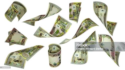 3d Rendering Of Iraqi Dinar Notes Flying In Different Angles And