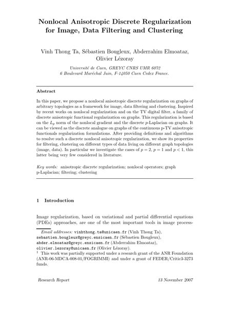 pdf nonlocal anisotropic discrete regularization for image data