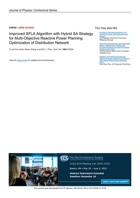 pdf improved sfla algorithm with hybrid sa strategy for multi