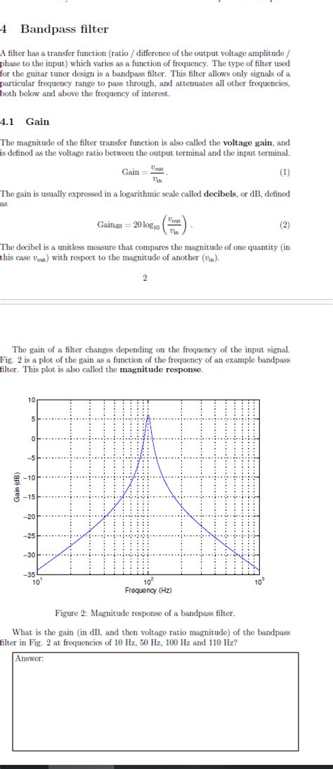 4 ﻿bandpass Filtera Filter Has A Transfer Function