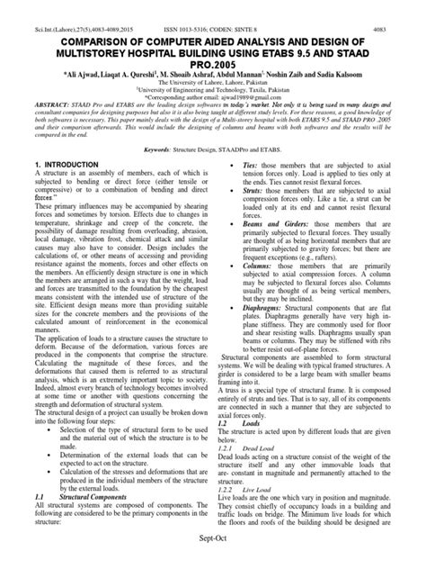 Comparison Of Computer Aided Analysis And Design Of Pdf Structural